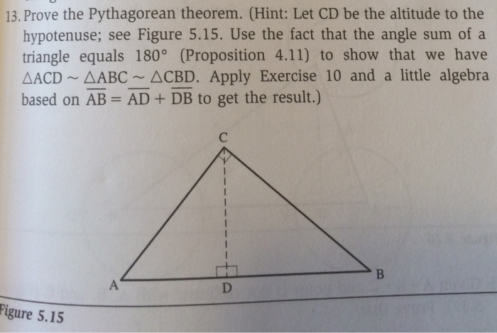Solved 13. Prove the Pythagorean theorem. (Hint: Let CD be | Chegg.com