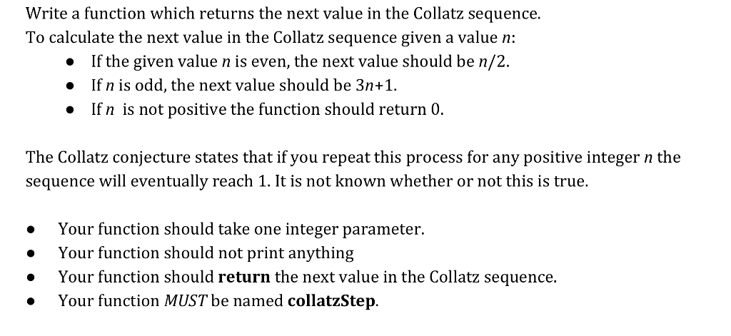 Solved Write a function which returns the next value in the | Chegg.com