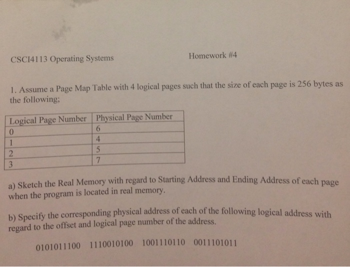 Solved Assume a page Map Table with 4 logical pages such | Chegg.com