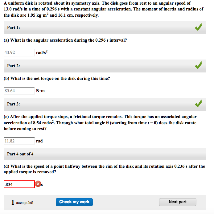 Solved A uniform disk is rotated about its symmetry axis. | Chegg.com