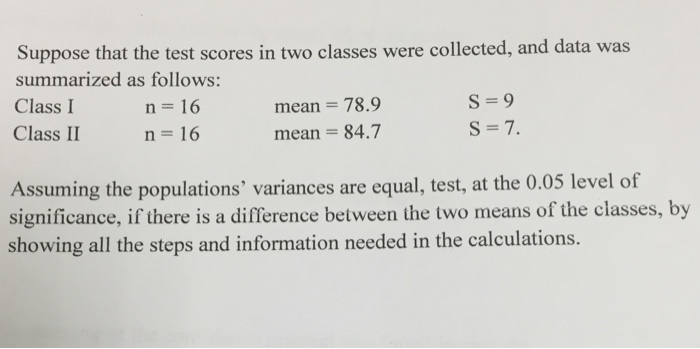 Solved Suppose that the test scores in two classes were | Chegg.com