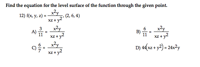 Solved Find the equation for the level surface of the | Chegg.com