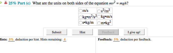 Solved What are the units on both sides of the equation mv^2 | Chegg.com