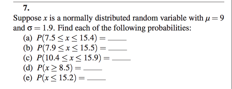 Solved 7. Suppose x is a normally distributed random | Chegg.com
