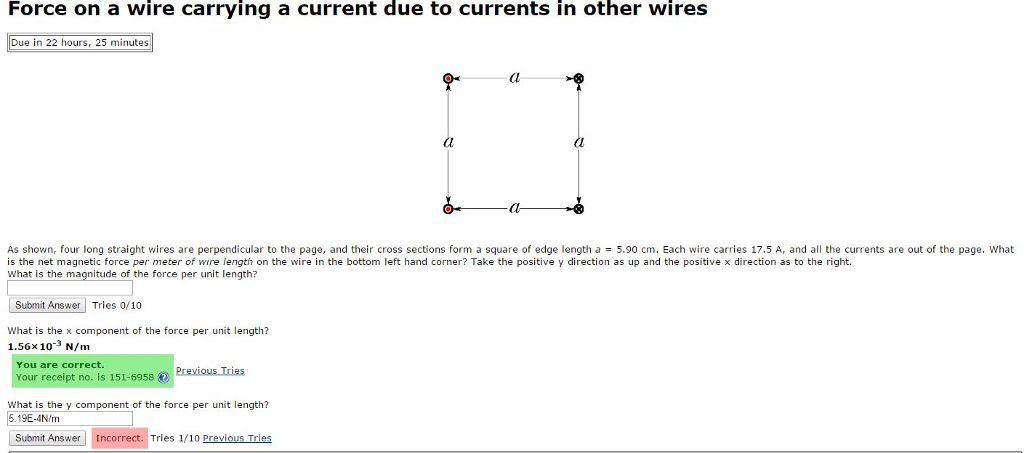 Solved Force on a wire carrying a current due to currents in | Chegg.com