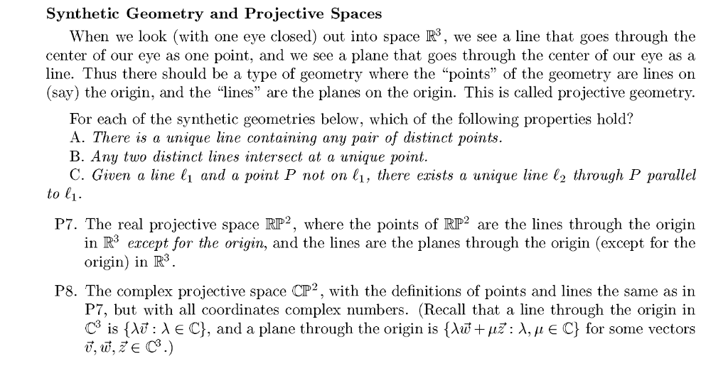 Solved Synthetic Geometry And Projective Spaces When We 2521