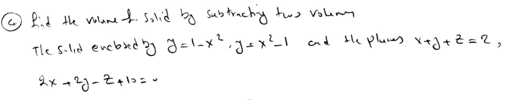 Solved Find the volume of solid by subtracting two volume y | Chegg.com