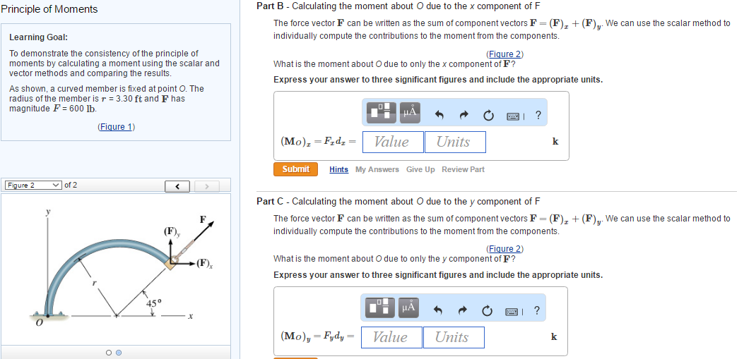 Solved Part A - Calculating the moment about O using the | Chegg.com