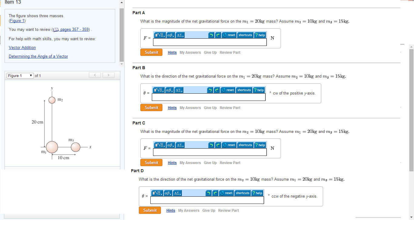 Solved The figure shows three masses. You may want to | Chegg.com