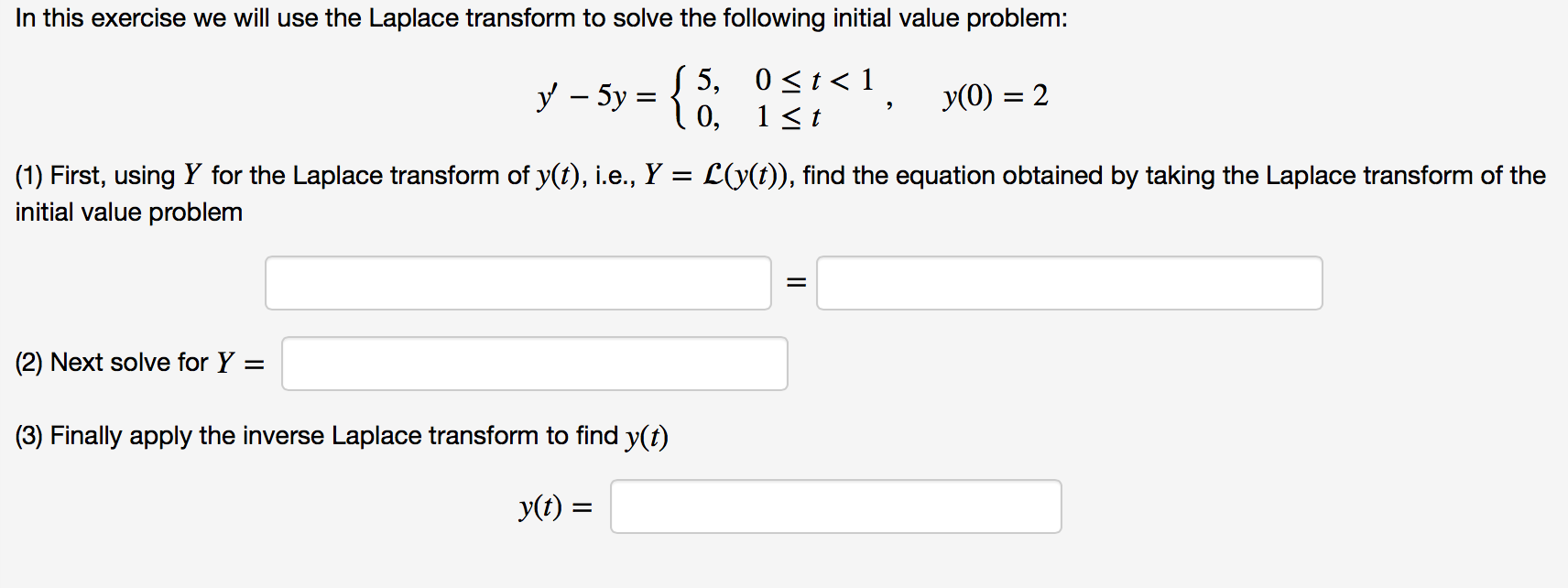 Solved In this exercise we will use the Laplace transform to | Chegg.com