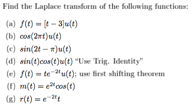Solved Find the Laplace transform of the following | Chegg.com