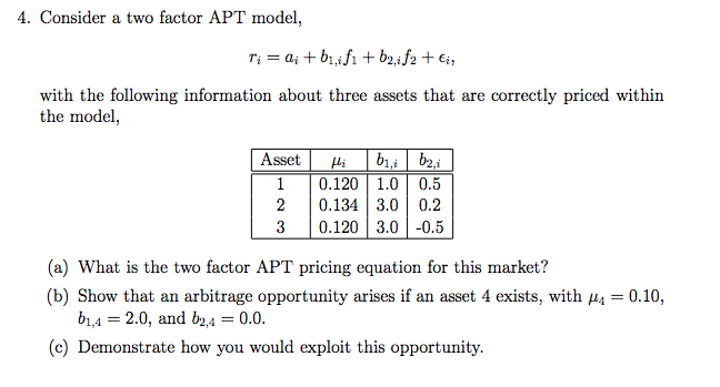 Solved 4. Consider a two factor APT model, with the | Chegg.com