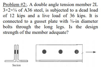 Solved Problem #2: A double angle tension member 2L 3x2x¼ of | Chegg.com
