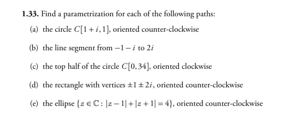 Solved 1.33. Find a parametrization for each of the | Chegg.com