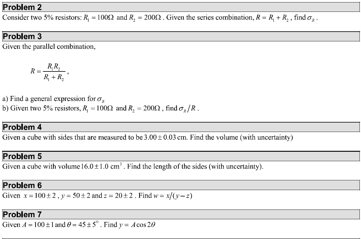 Solved Problem 2 Consider two 5% resistors: R1 = 100 ohm and | Chegg.com
