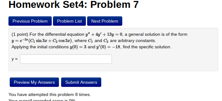 Solved Homework Set4: Problem 7 Previous Problem Problem | Chegg.com