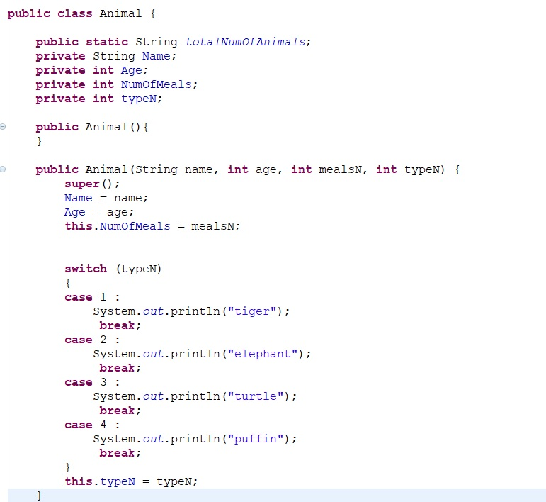 Solved i am asked to create an animal constructor with the | Chegg.com