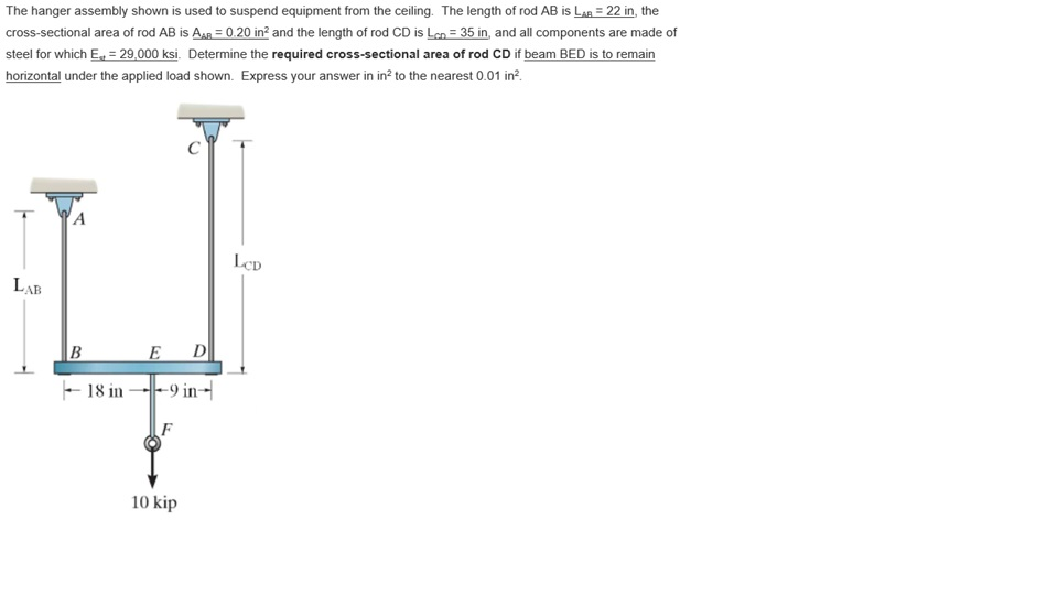 Solved The hanger assembly shown is used to suspend | Chegg.com