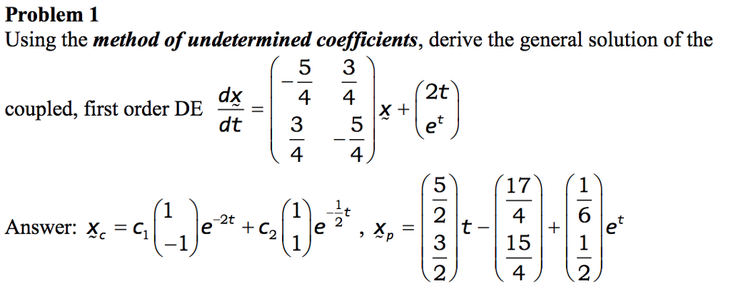 Solved Problem 1 Using the method of undetermined | Chegg.com