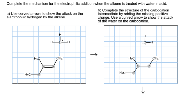 Solved Complete the mechanism for the electrophilic addition | Chegg.com