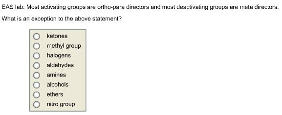 Solved EAS lab: Most activating groups are ortho-para | Chegg.com