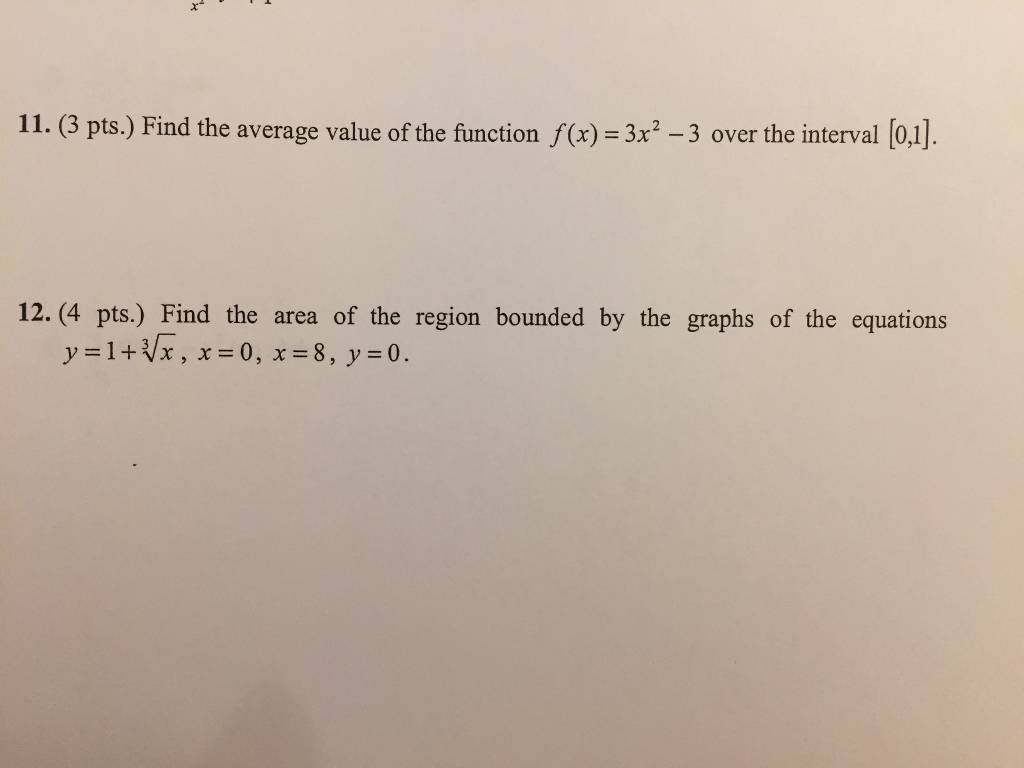 Solved Find the average value of the function f(x) = 3x^2 - | Chegg.com