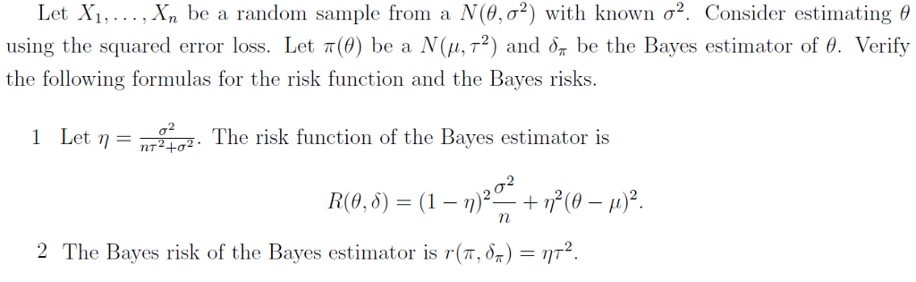 Solved Let Xi, Xn be a random sample from a N(θ, σ2) with | Chegg.com