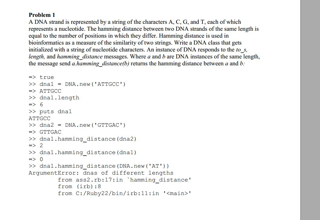 Solved A DNA strand is represented by a string of the | Chegg.com