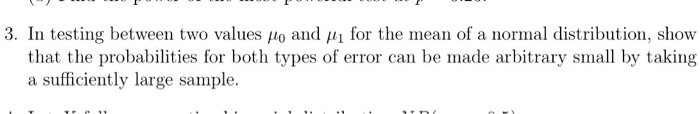 Solved In testing between two values mu_0 and mu_1 for the | Chegg.com