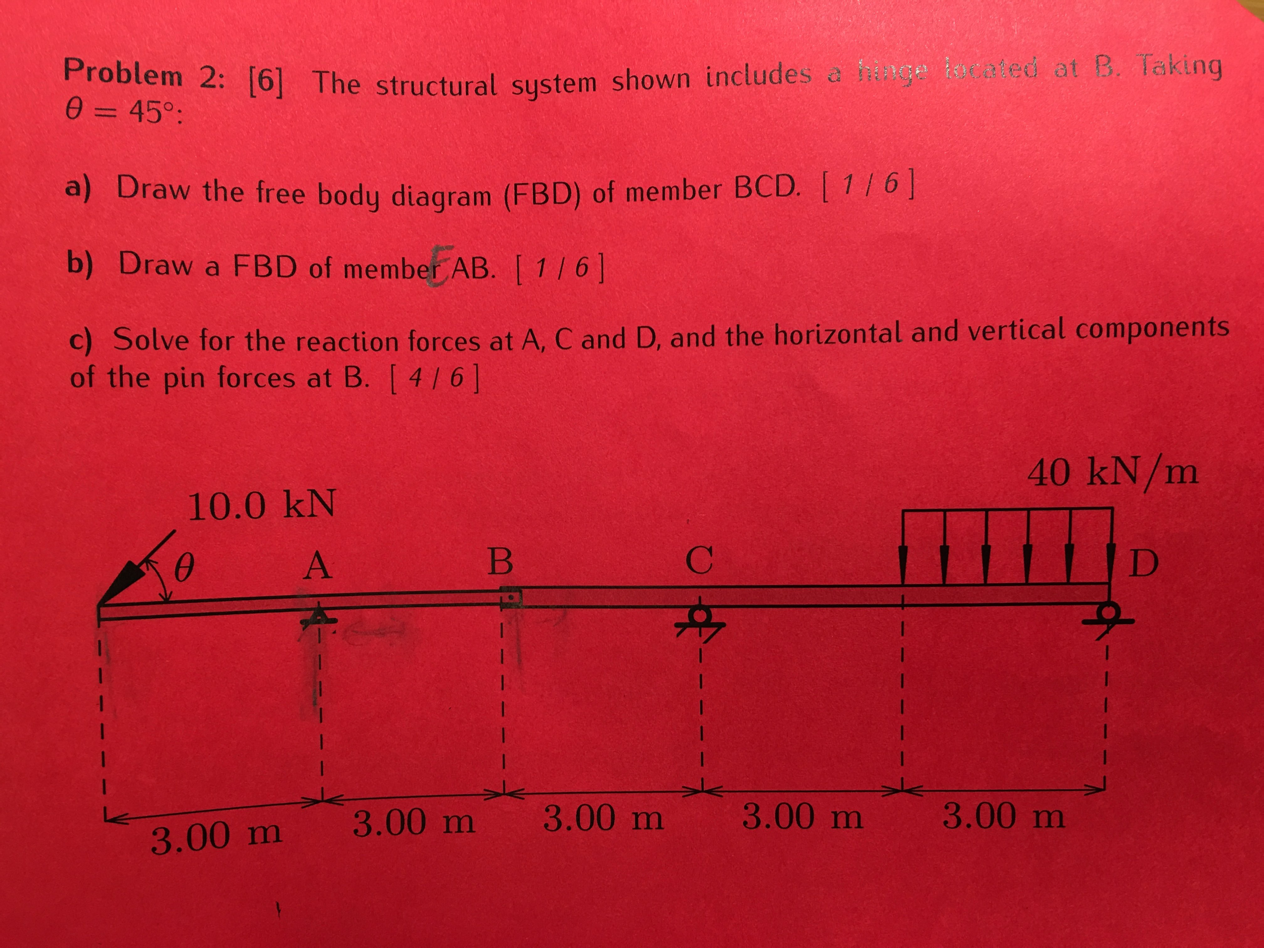 Solved Problem 2: [6] The structural system shown include a | Chegg.com