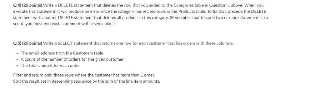 Solved Q1 This Question Asks You To Write The Code Sql