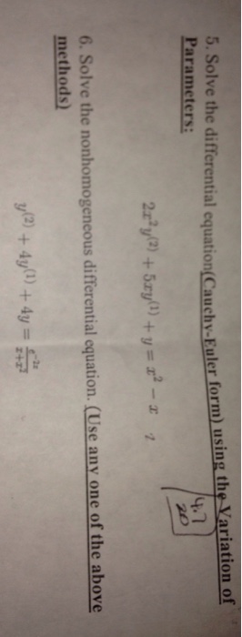 5. Solve the differential equation (Cauchy - Euler | Chegg.com