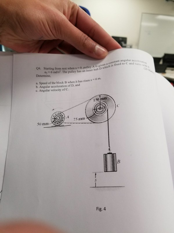 Solved tant angular acc s ftom rest when s-o, pulley Ais | Chegg.com