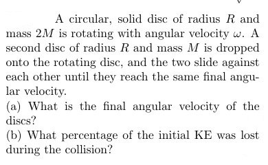 Solved A circular, solid disc of radius R and mass 2M is | Chegg.com