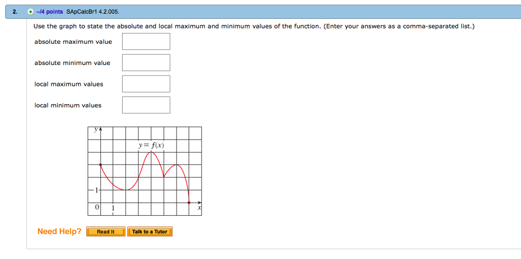 Solved Use the graph to state the absolute and local maximum | Chegg.com