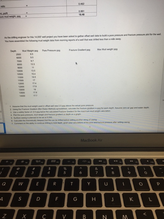 Solved 0.462 0.961 18.48 ure mud weight, As the dilling | Chegg.com