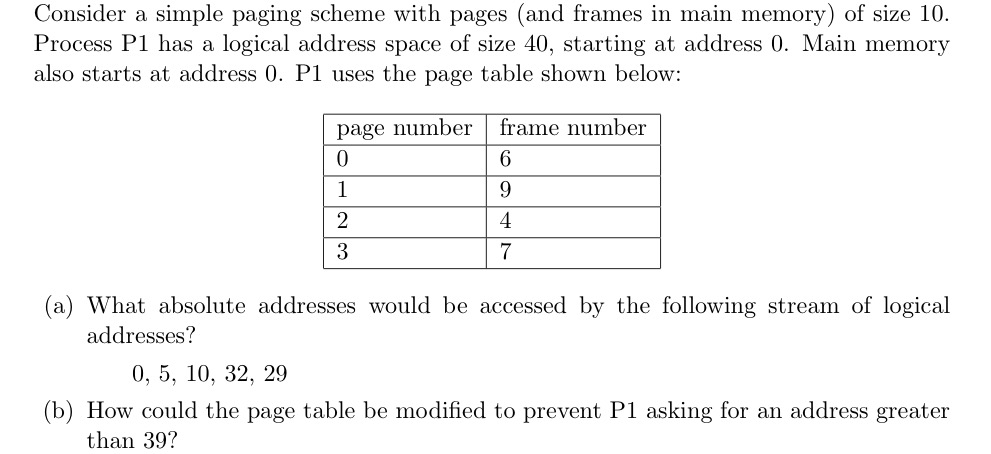 Solved Consider a simple paging scheme with pages (and | Chegg.com