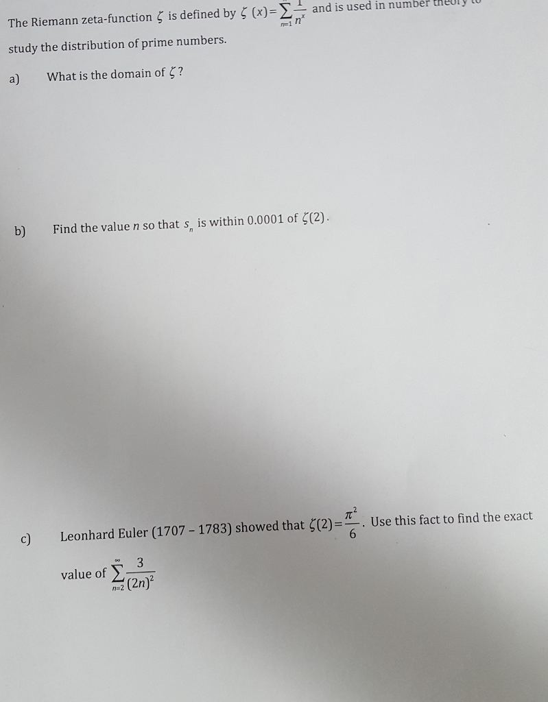 Solved The Riemann zeta-function zeta is defined by zeta (x) | Chegg.com