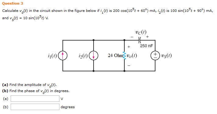 Solved Calculate v0(t) in the circuit shown in the figure | Chegg.com