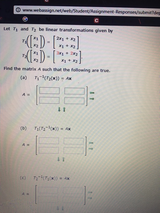 Solved Let T_1 and T_2 be linear transformations given by | Chegg.com