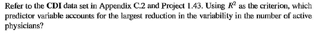 Refer to the CDI data set in Appendix C.2 and Project | Chegg.com