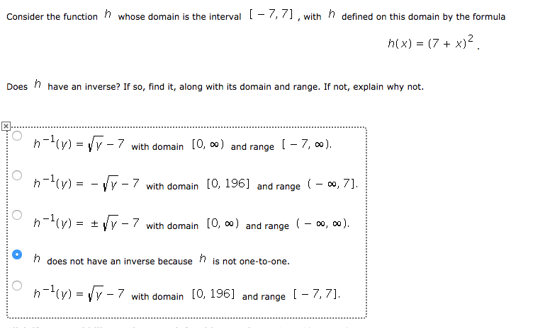 Solved Consider the function h whose domain is the interval | Chegg.com