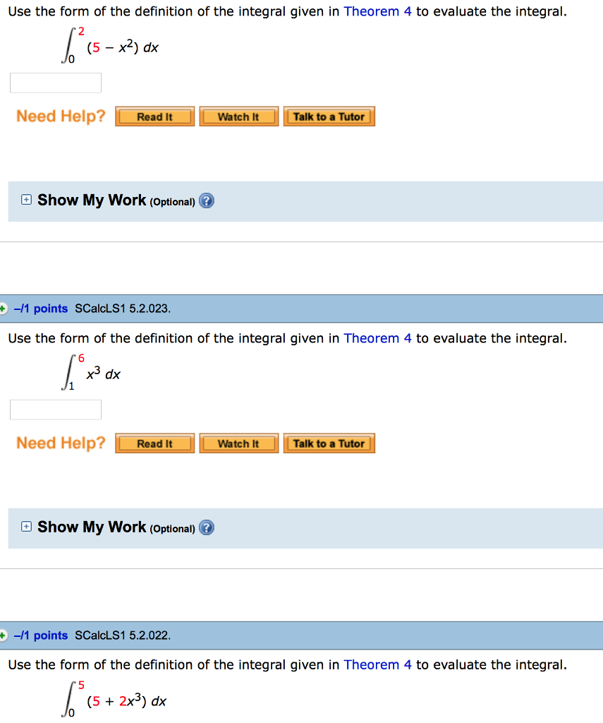 Solved Use the form of the definition of the integral given | Chegg.com