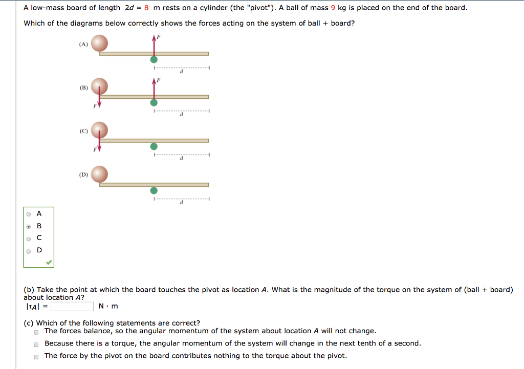 Solved A low-mass board of length 2d-8 m rests on a cylinder | Chegg.com