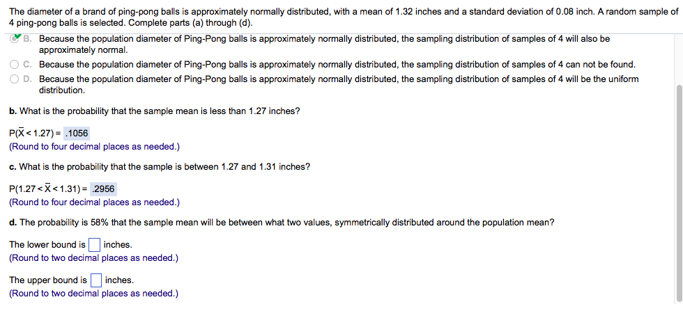 Solved Need help on letter D. The probability is 58 % that | Chegg.com