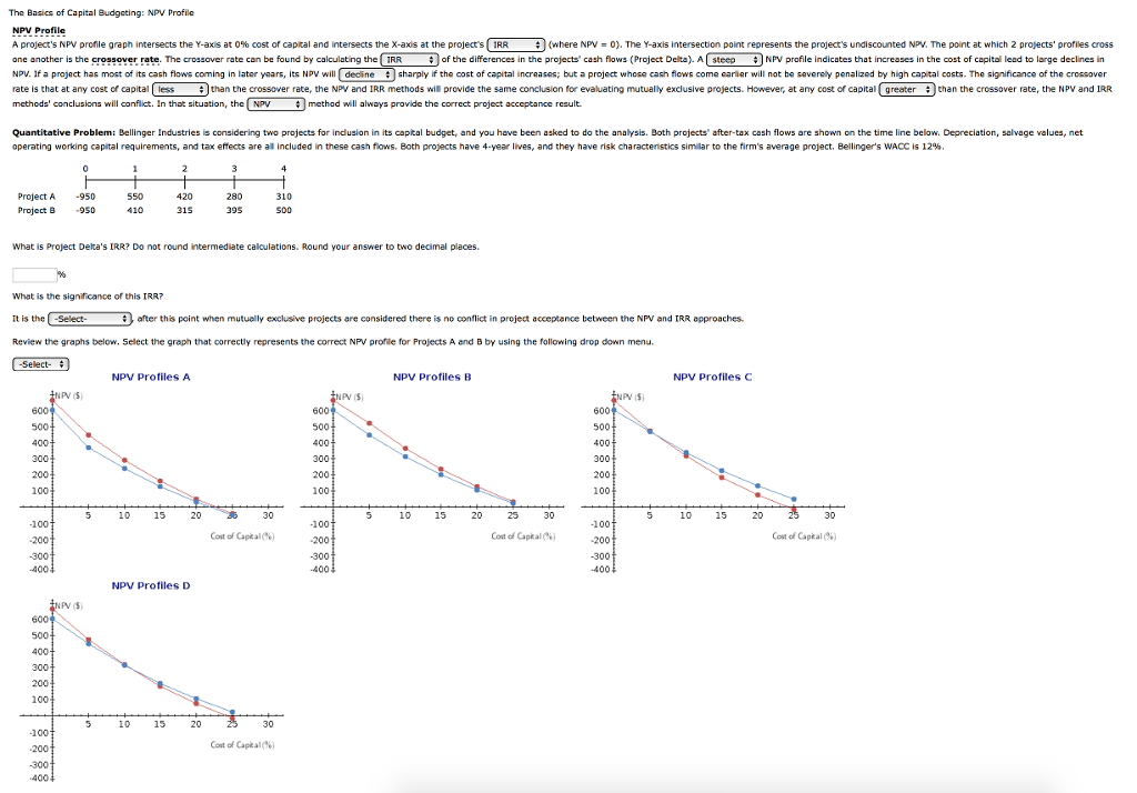 The Basics of Capital Budgeting: NPV Profilc NPV | Chegg.com
