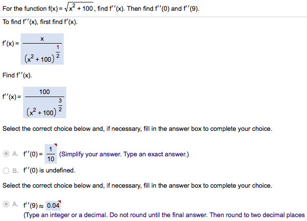 Solved For the function fx)-x100, find f"(x). Then find | Chegg.com
