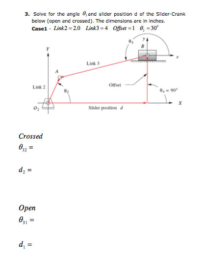 Solved 3. Solve for the angle theta 3 and slider position d | Chegg.com