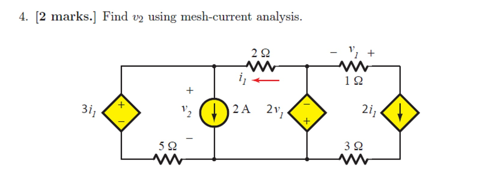 Solved Find v_2 using mesh-current analysis. | Chegg.com