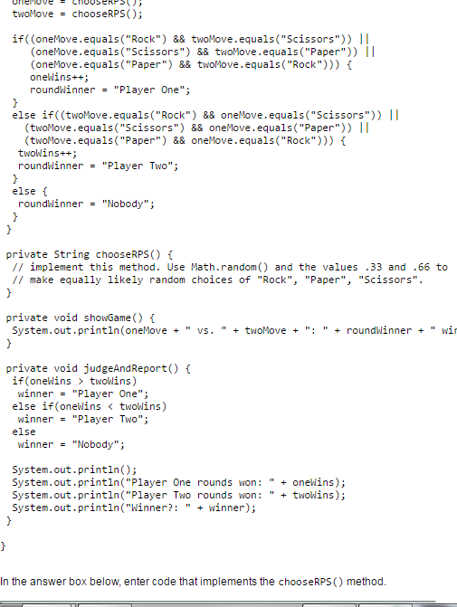 Solved The Rock-Paper-Scissors gesture game is described in | Chegg.com